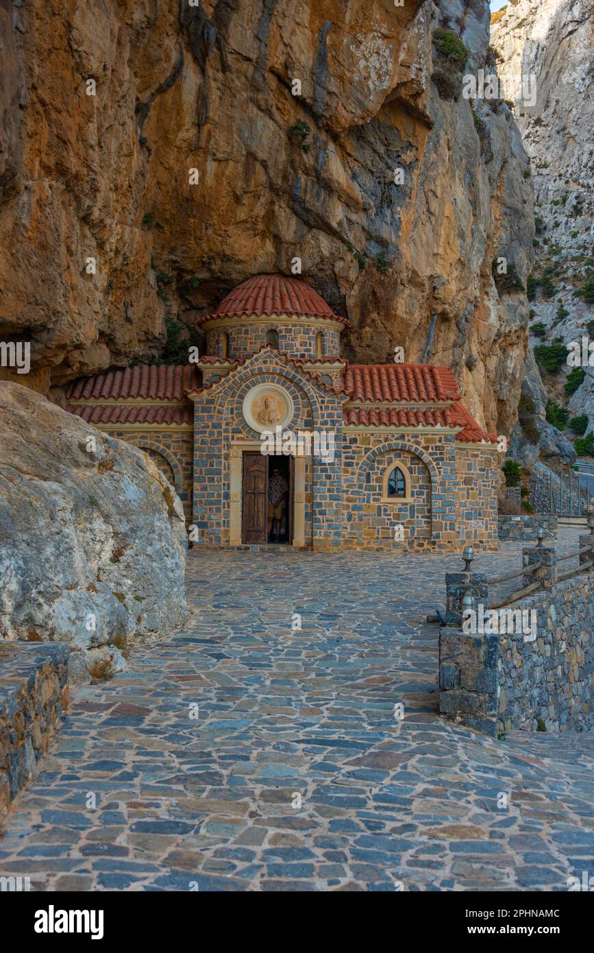 Saint Nicholas Church at Kotsifou canyon at Crete, Greece Stock Photo ...