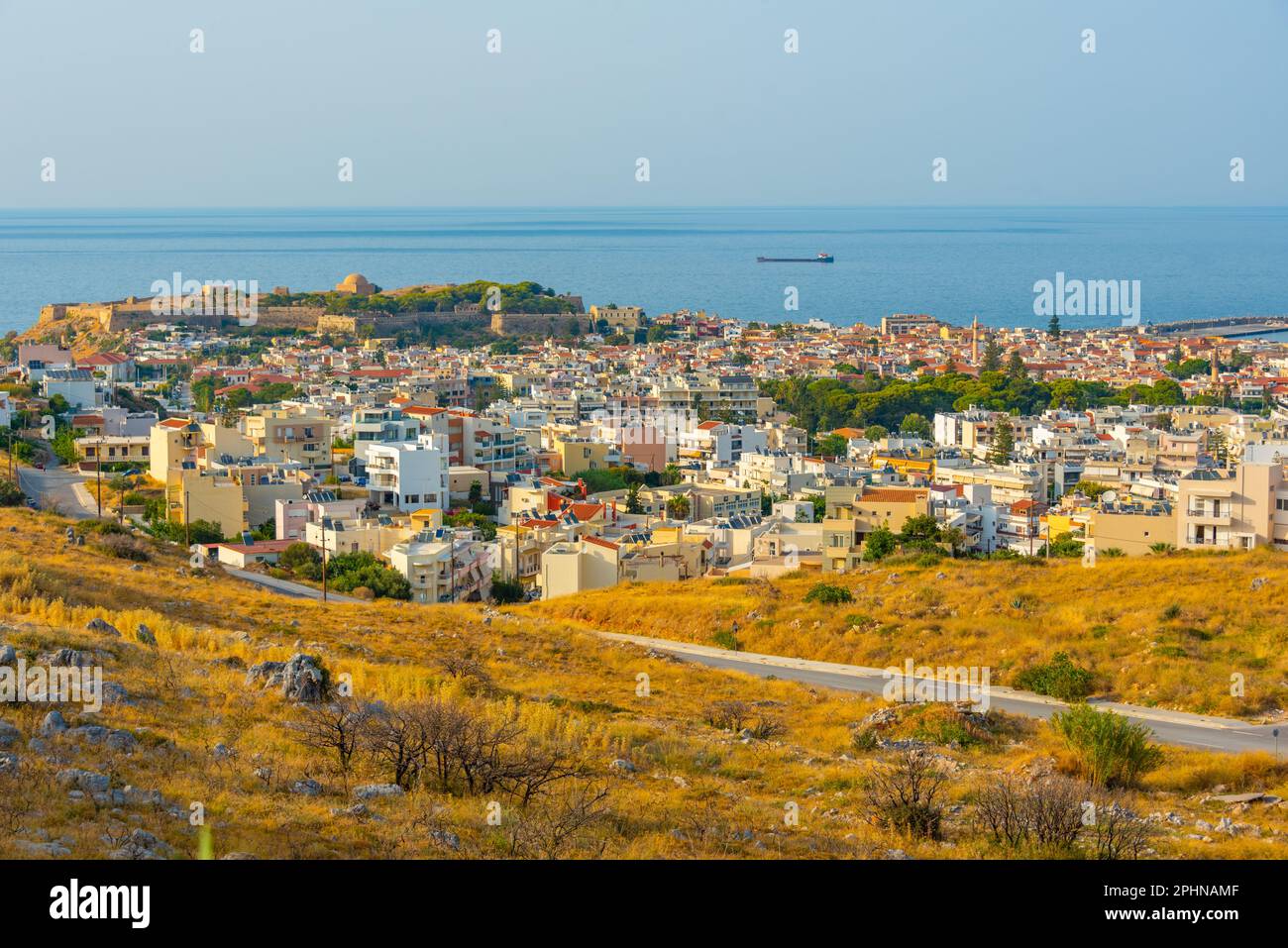 Panorama view of Greek town Rethimno at Crete island Stock Photo - Alamy