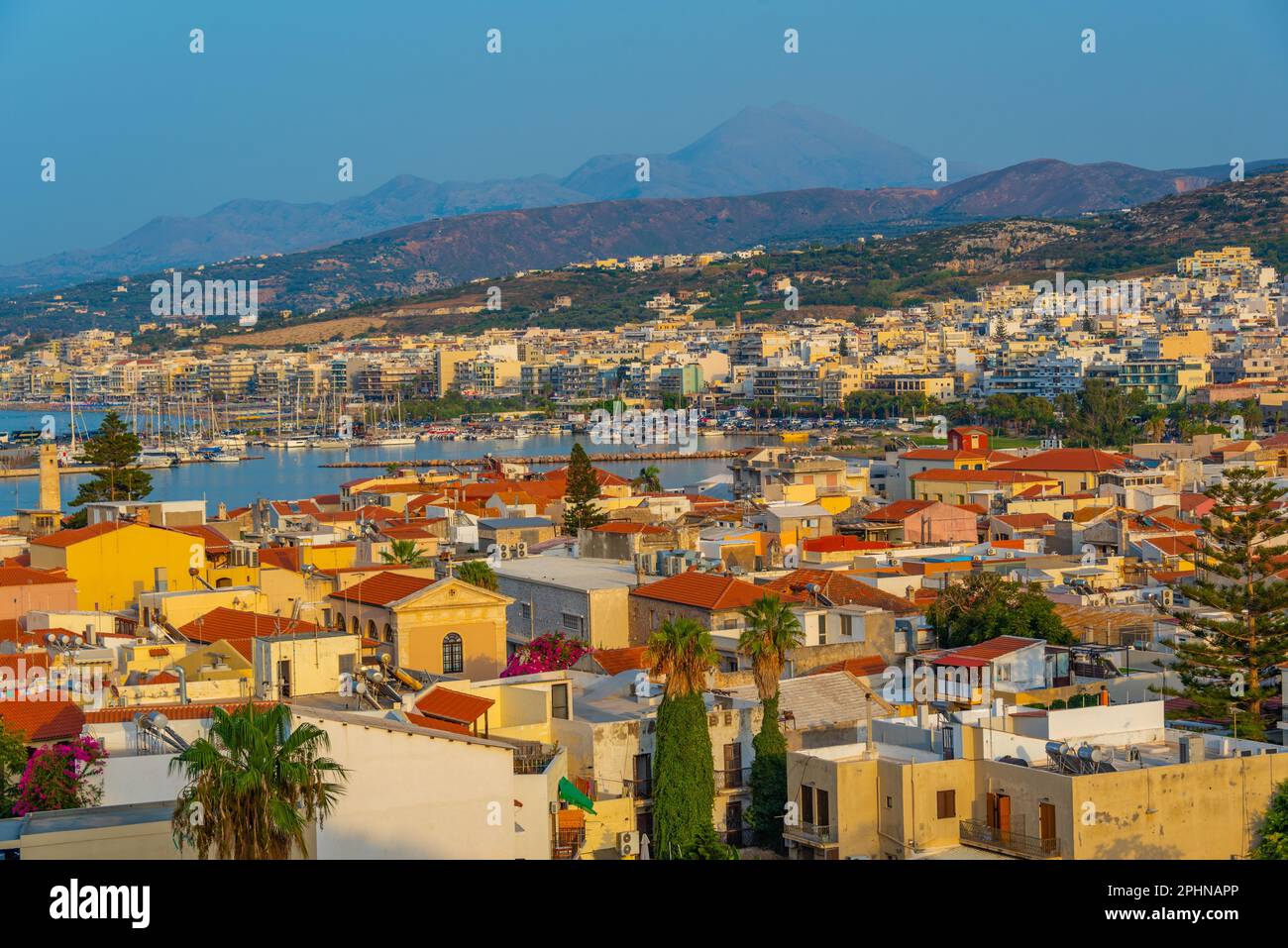 Aerial view of coastline at Greek town Rethimno at Crete island Stock ...