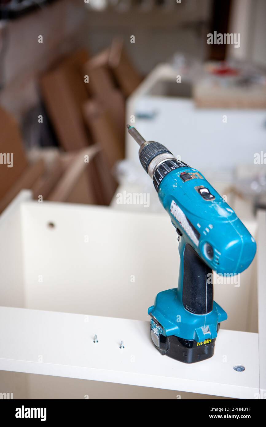 Kitchen Fitters: Tools of the Trade. A cordless power drill against a ...