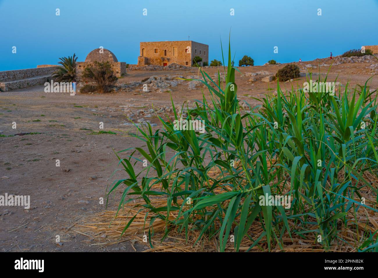 Sunset view of Venetian Fortezza Castle in Greek town Rethimno, Crete ...