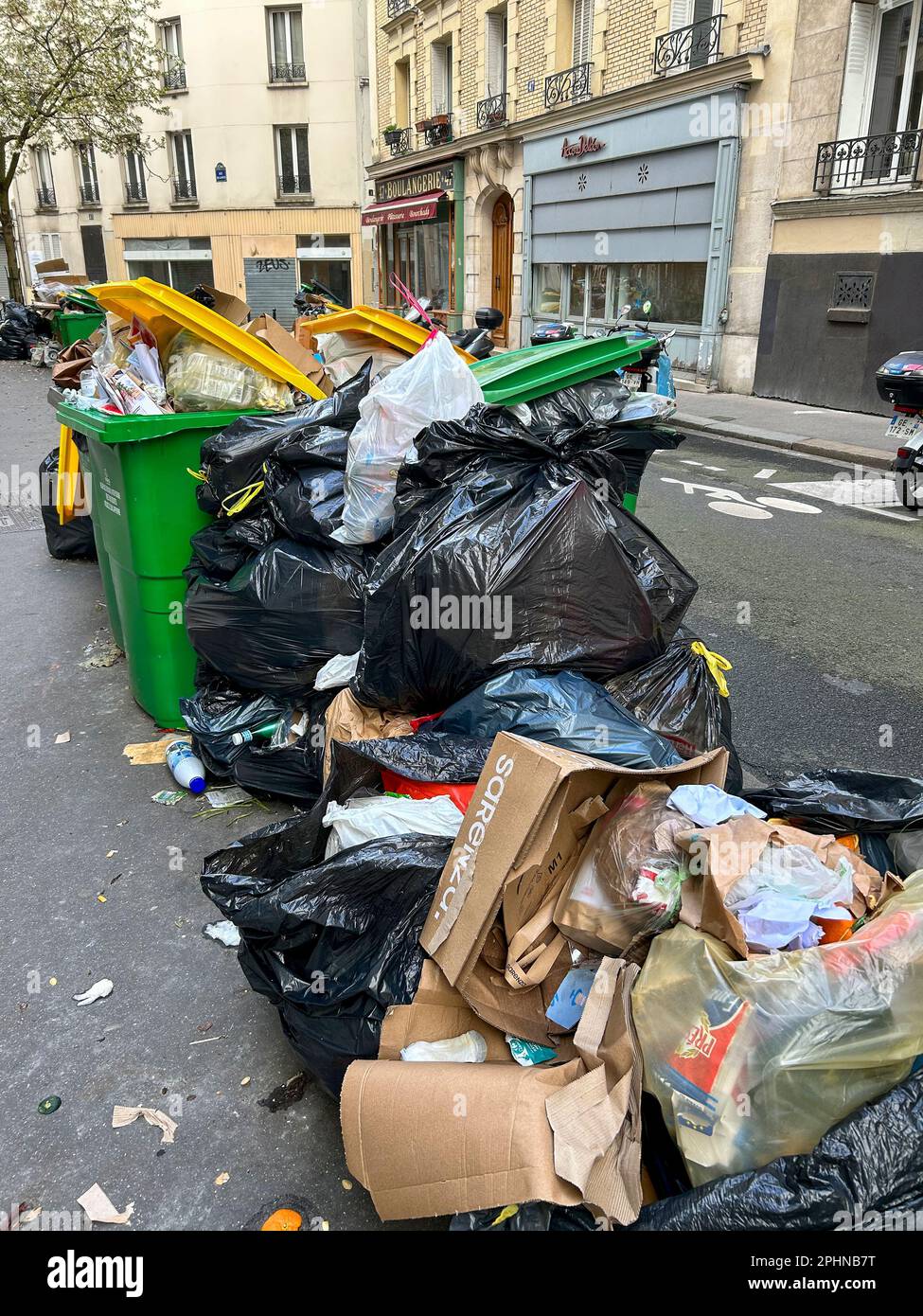 Paris, France, French Garbage Workers Strike, Piles of Garbage PIled up ...