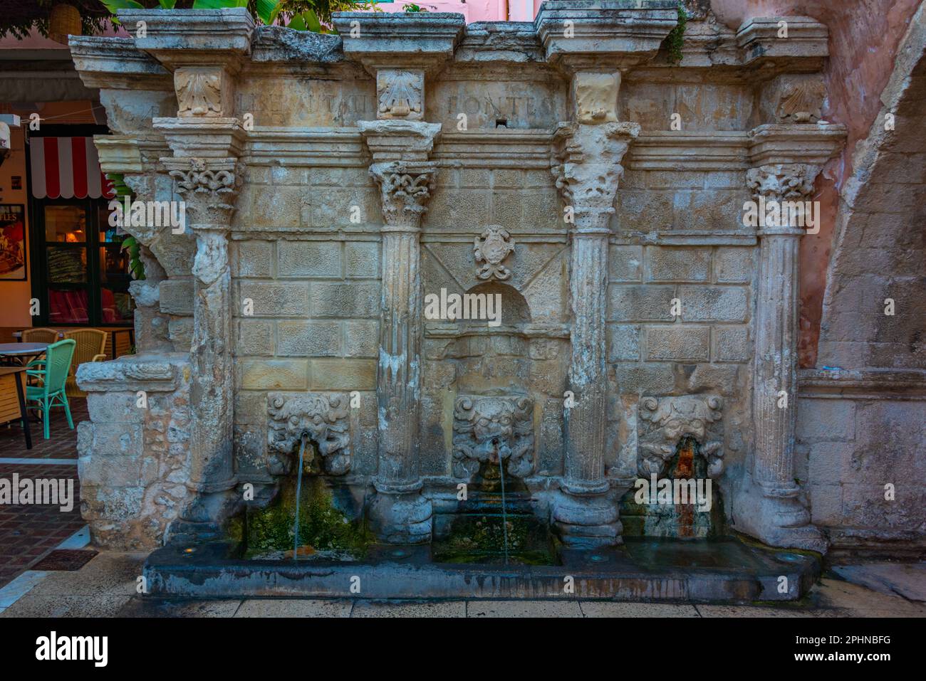 Rimondi Venetian Fountain at Greek town Rethimno, Crete Stock Photo - Alamy