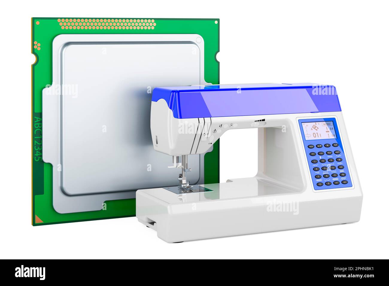 CPU with sewing machine, 3D rendering isolated on white background ...