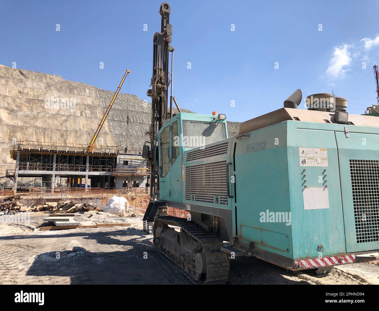 Drilling rig on construction site Stock Photo - Alamy