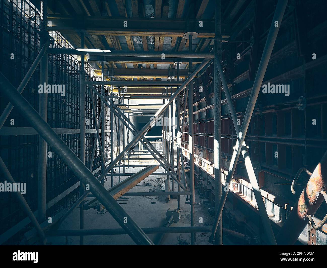 Formwork and metal scaffoldings at construction site Stock Photo - Alamy