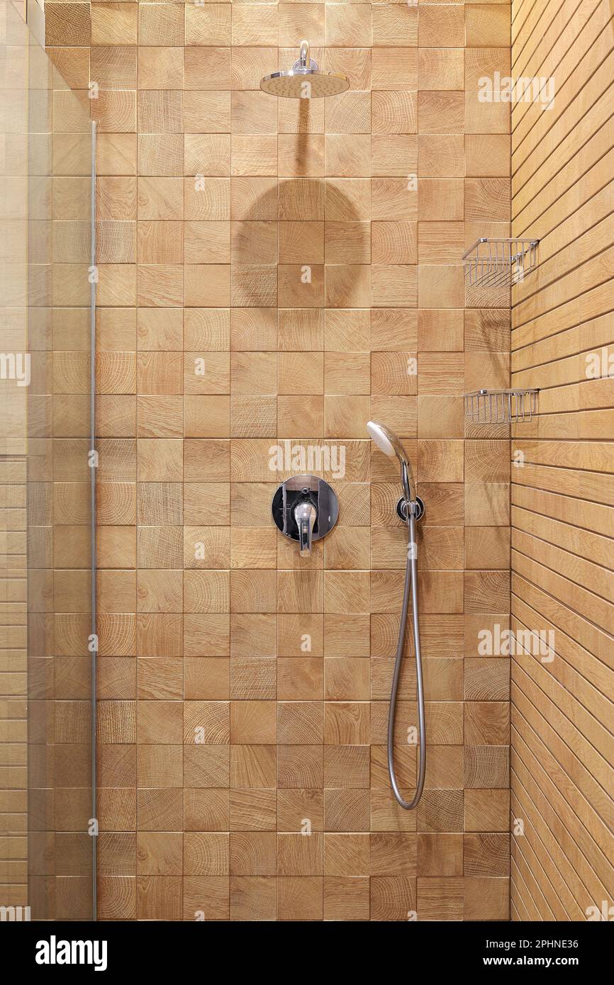Shower in the modern shower room interior Stock Photo - Alamy