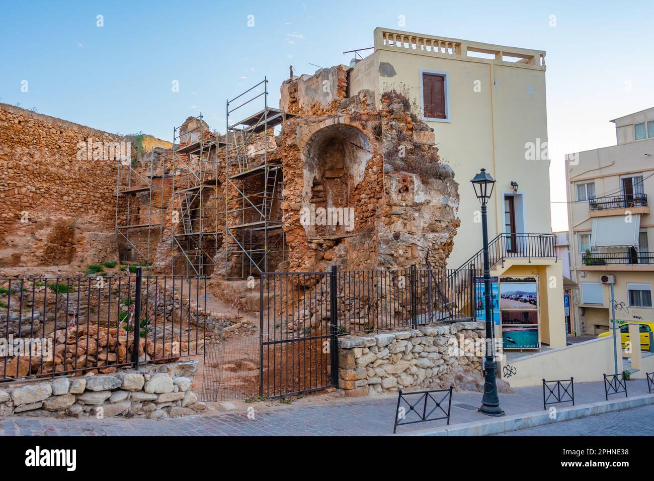 Sunrise views of the byzantine walls of Greek town Chania Stock Photo ...