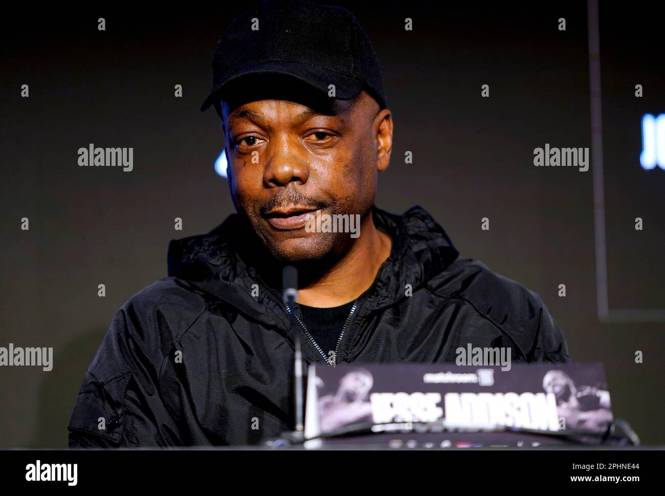 Jesse Addison during a press conference at Nobu Hotel London Portman ...