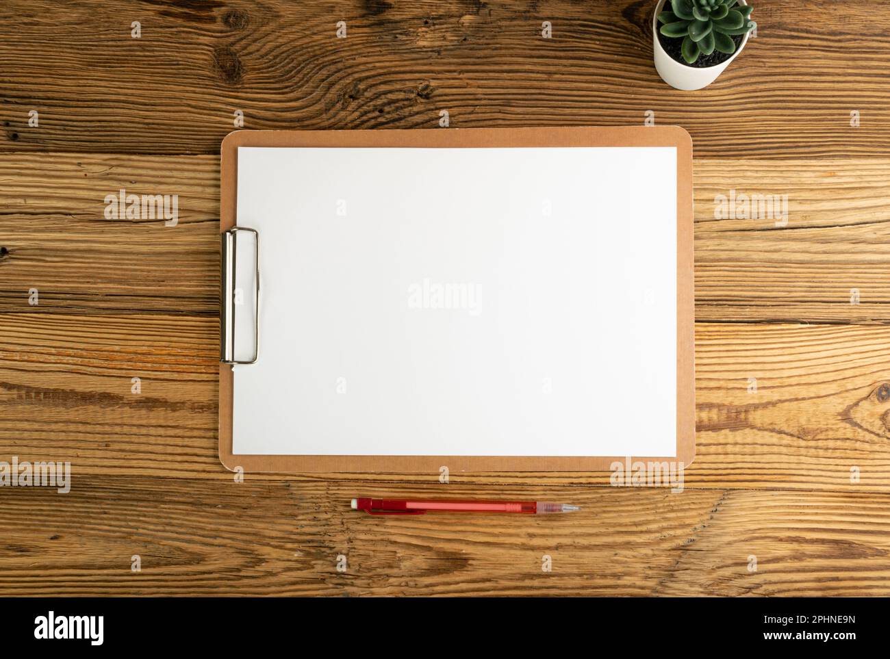 Blank Paper Tablet Top View, Empty White Sheet on Wood Table Flat Lay ...