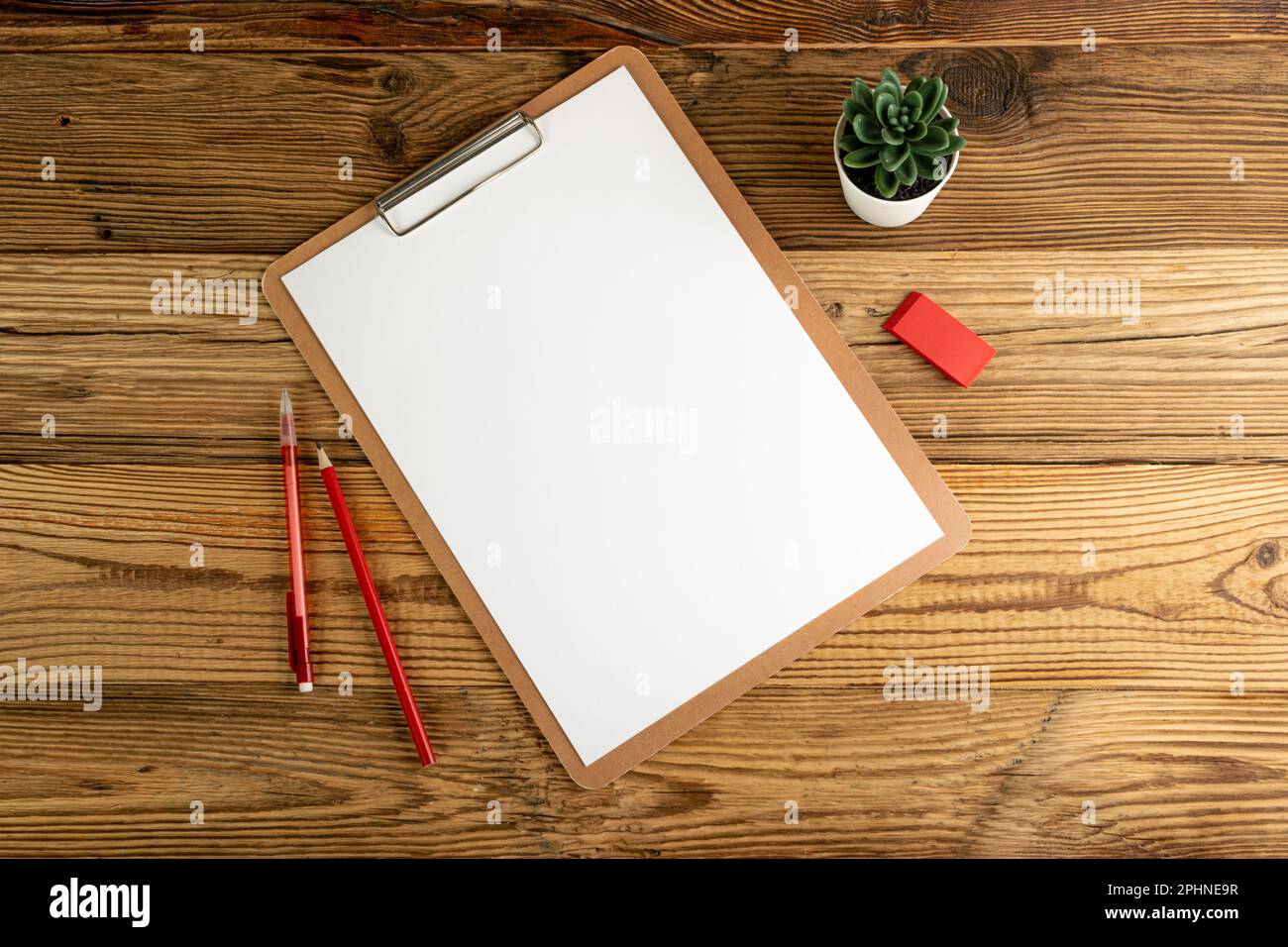 Blank Paper Tablet Top View, Empty White Sheet on Wood Table Flat Lay ...