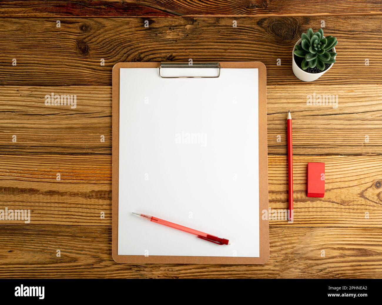 Blank Paper Tablet Top View, Empty White Sheet on Wood Table Flat Lay ...