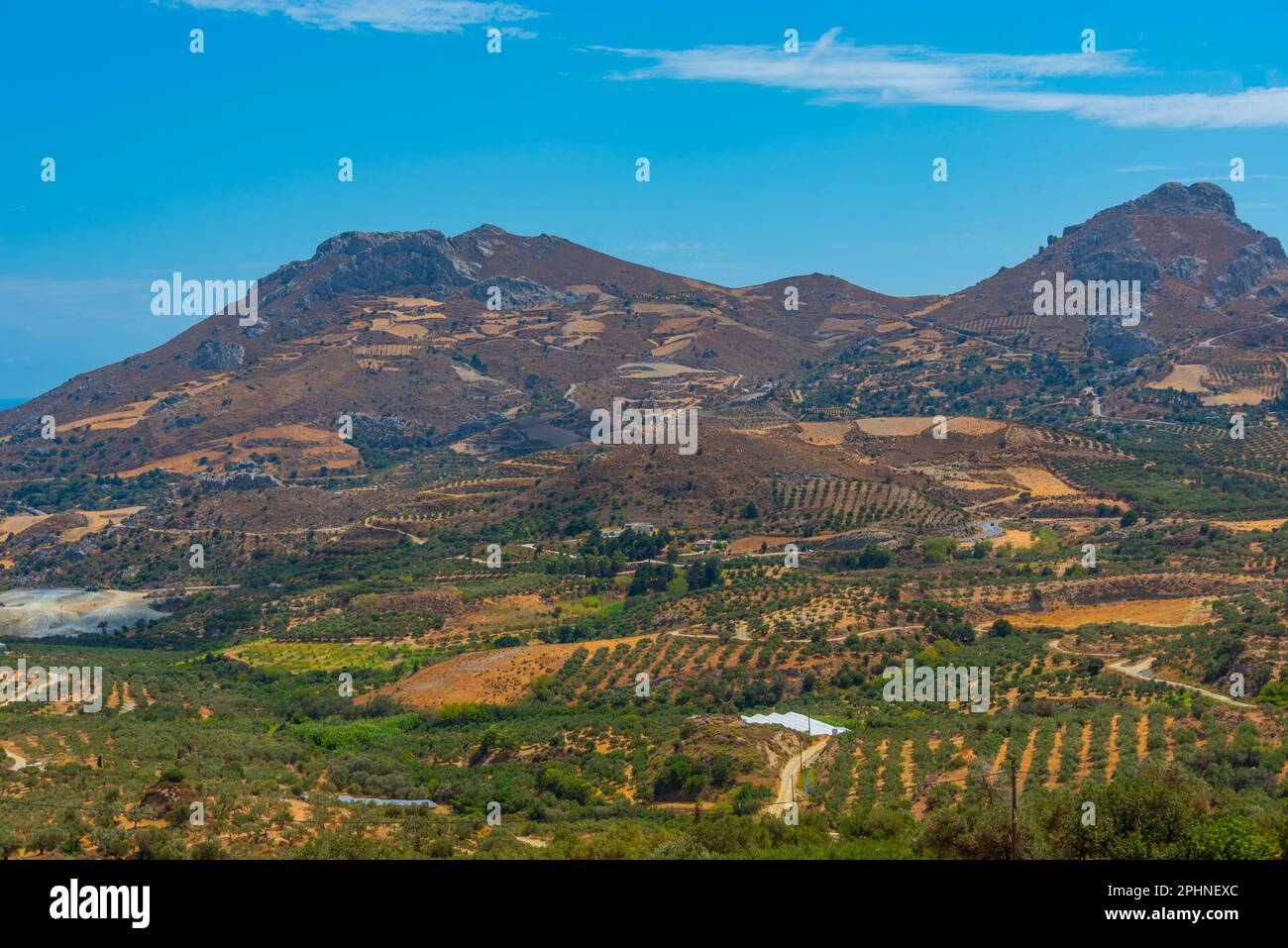 Panorama view of agricultural landscape near Asomatos and Lefkogeia ...