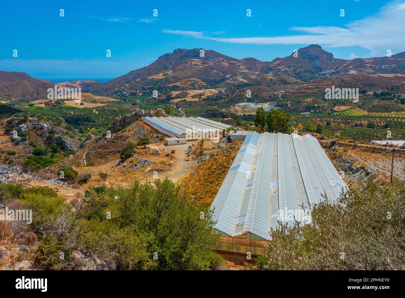 Panorama view of agricultural landscape near Asomatos and Lefkogeia ...