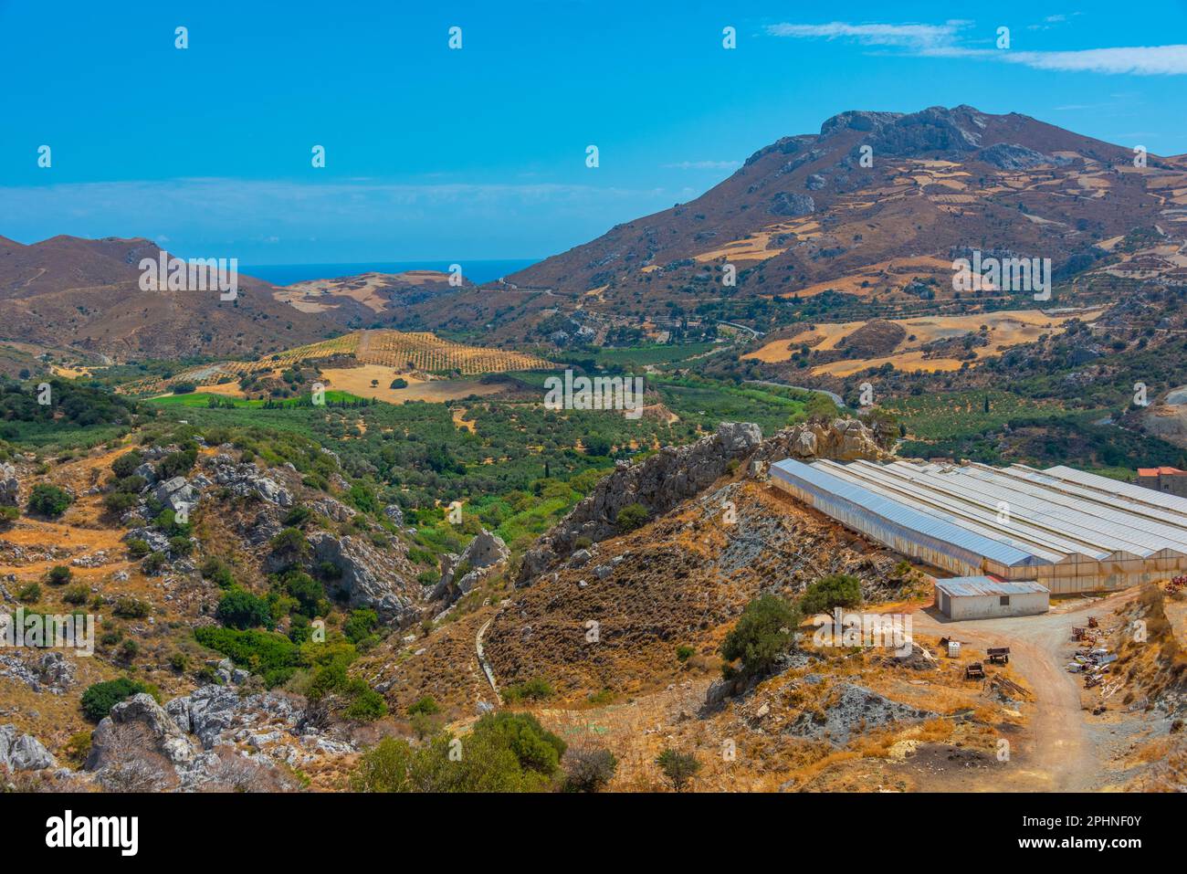 Panorama view of agricultural landscape near Asomatos and Lefkogeia ...