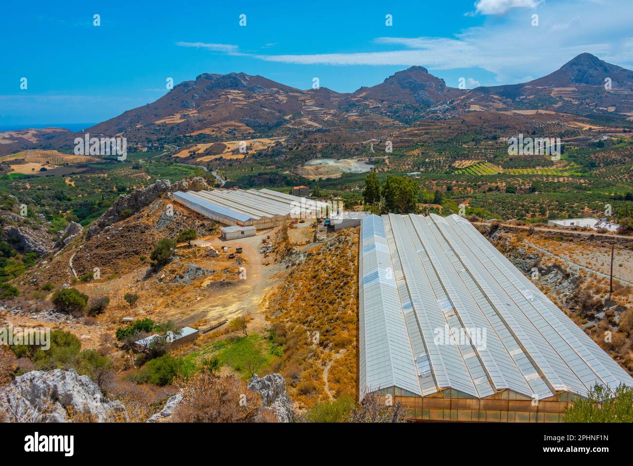 Panorama view of agricultural landscape near Asomatos and Lefkogeia ...