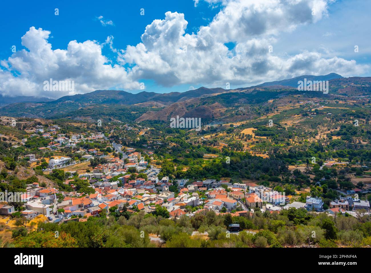 Aerial view of Greek village Spili at Crete island Stock Photo - Alamy