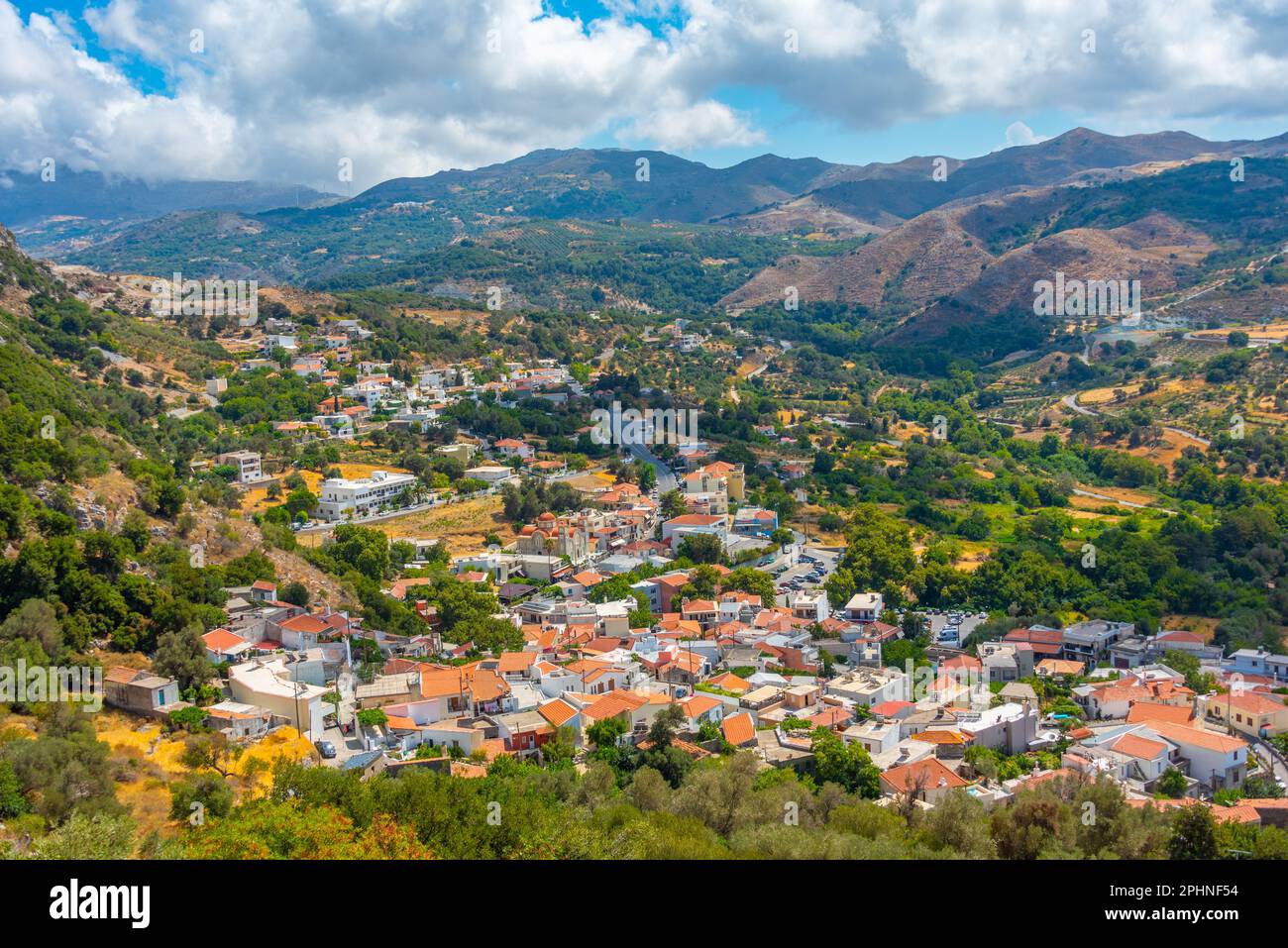 Aerial view of Greek village Spili at Crete island Stock Photo - Alamy