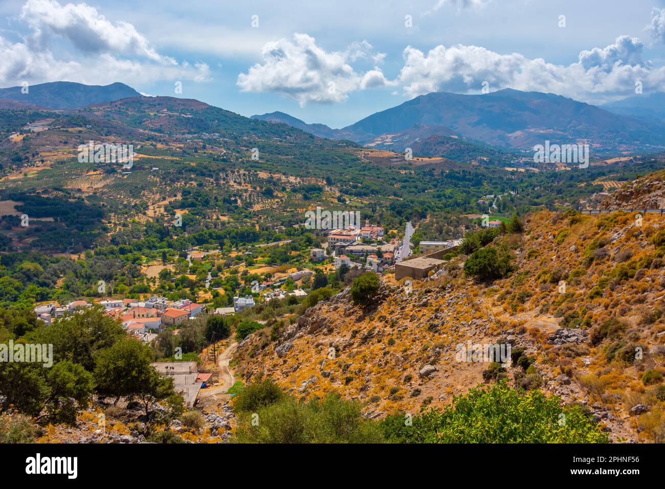 Aerial view of Greek village Spili at Crete island Stock Photo - Alamy