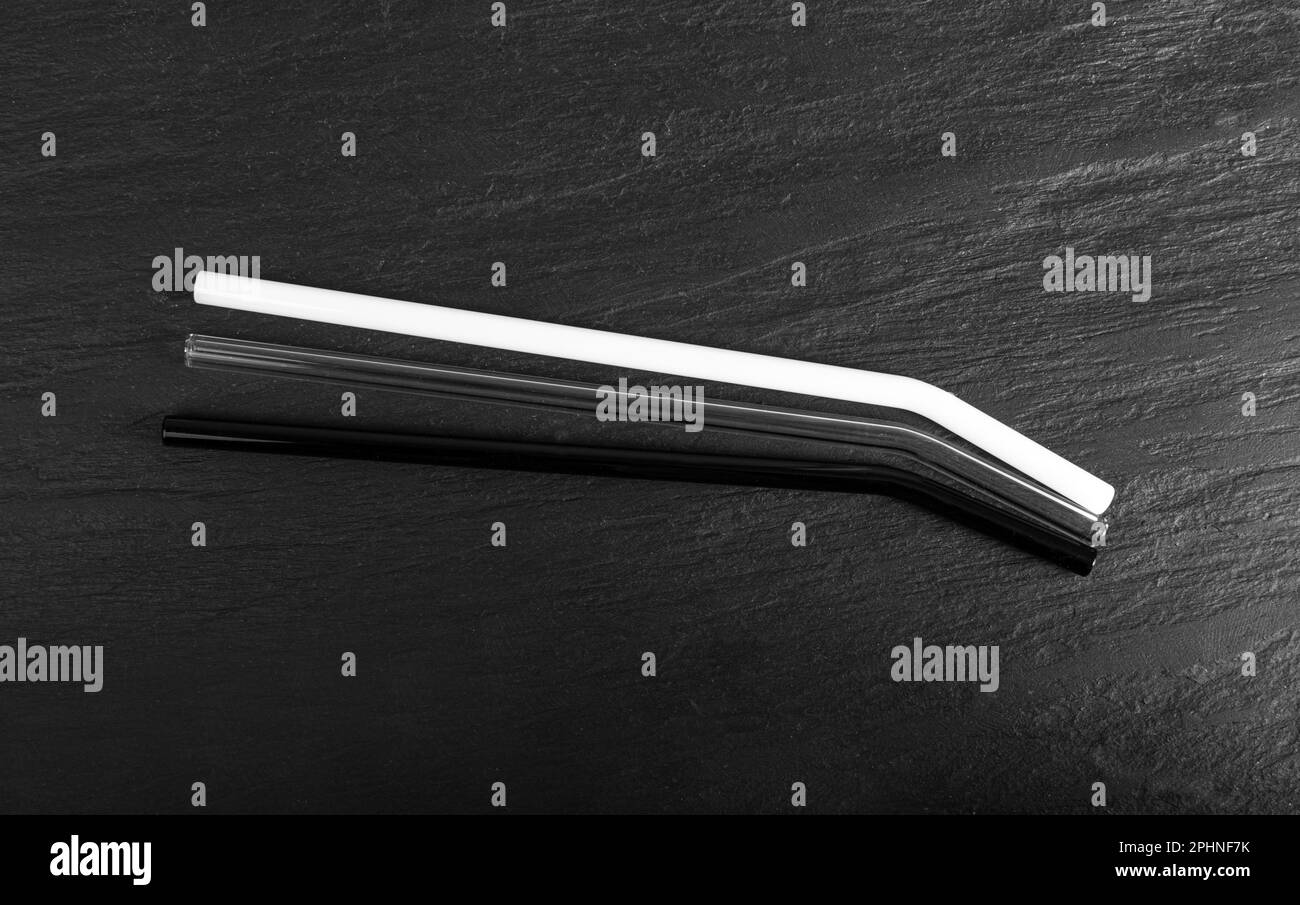 Glass Drink Straws with Cleaning Brush, Black and White Drinking Straw ...