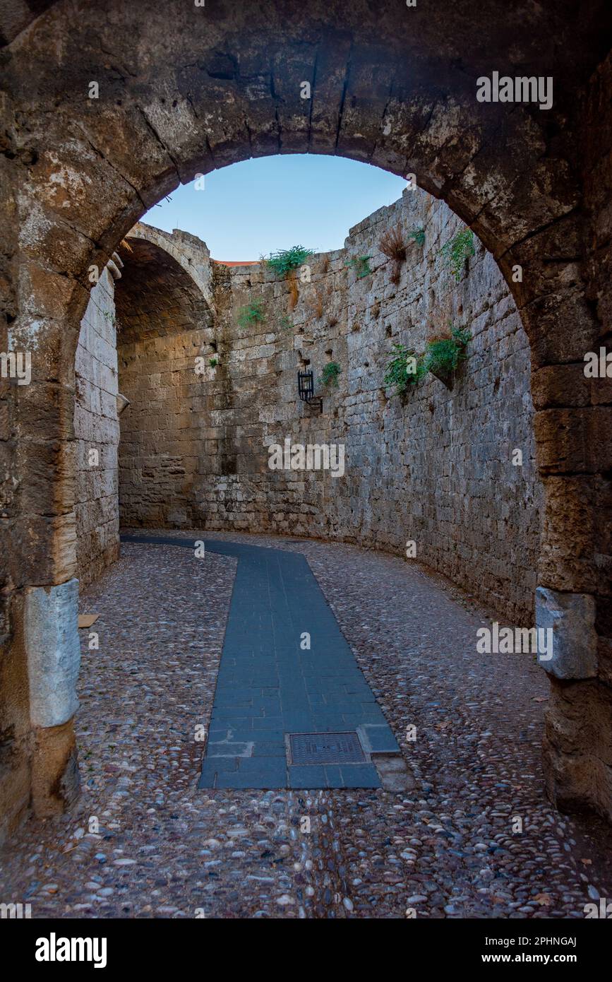 Sunrise view of the Amboise gate of Rhodes in Greece Stock Photo - Alamy