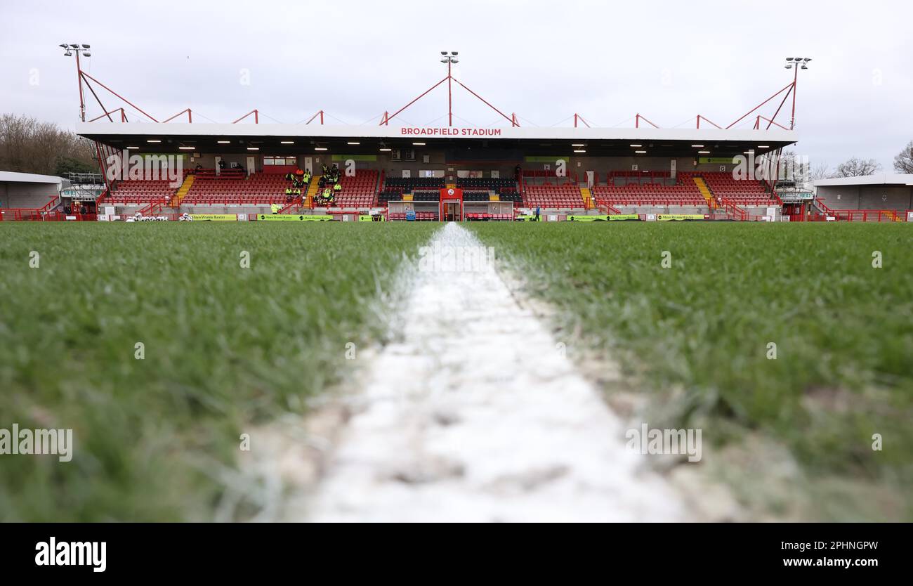 General view of the Broadfield Stadium before the EFL League Two match ...