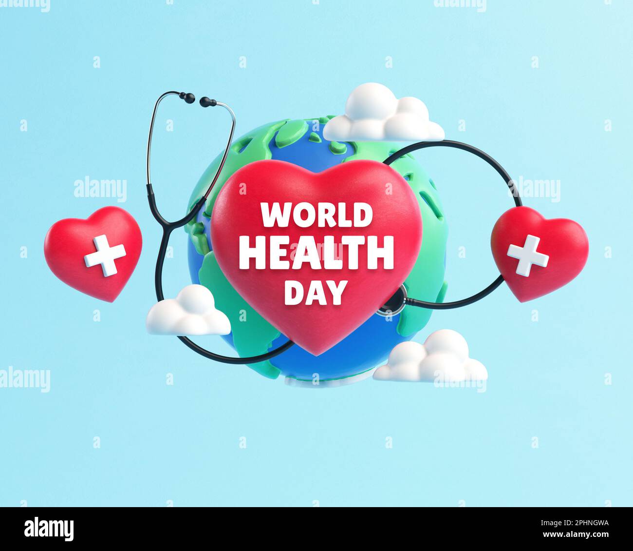 World Health Day banner background with planet Earth, a stethoscope ...