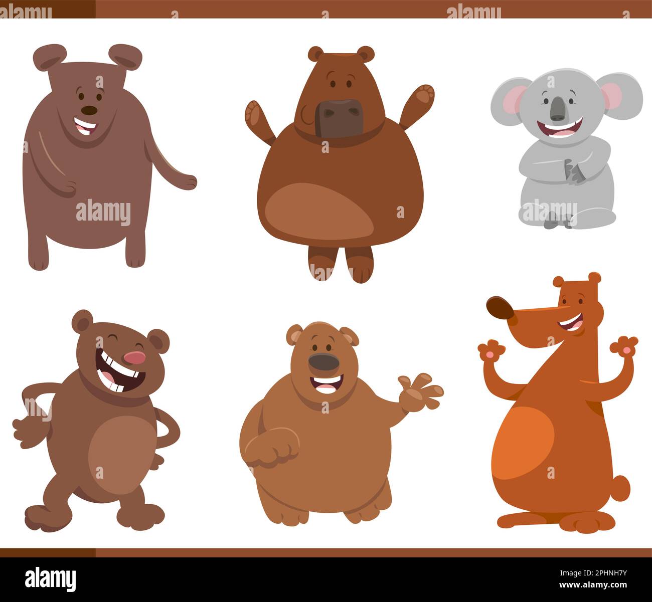 Cartoon illustration of funny bears wild animals comic characters set ...