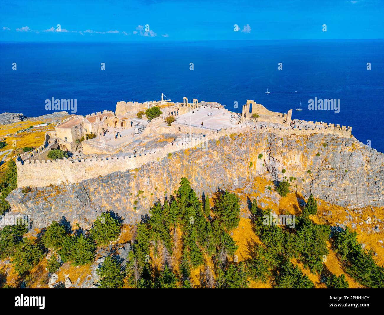 View of Lindos Acropolis at Greek island Rhodes Stock Photo - Alamy