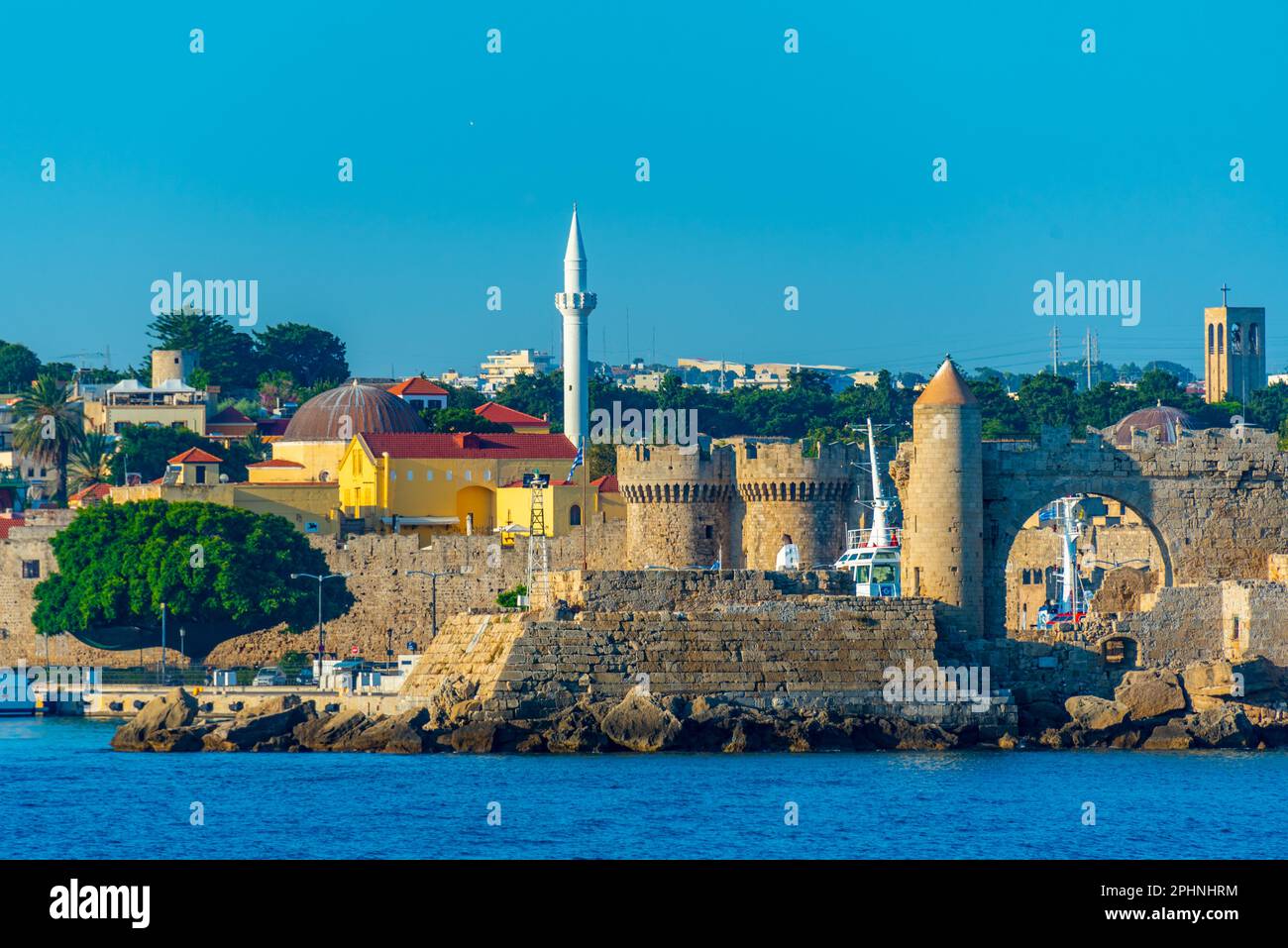 View of ancient fortification at Rhodes in Greece Stock Photo - Alamy