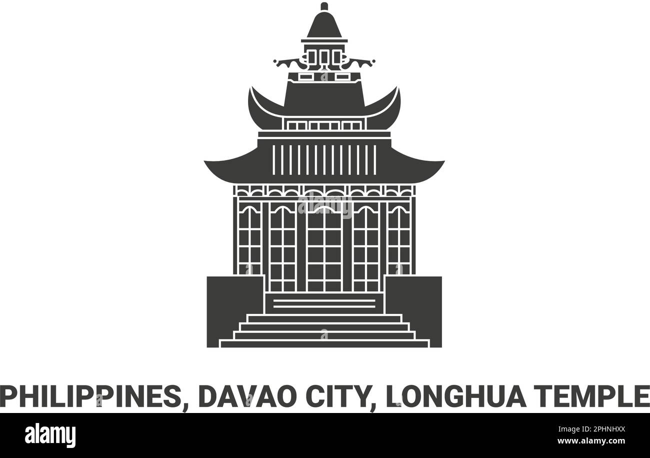 Philippines Davao City Longhua Temple Travel Landmark Vector