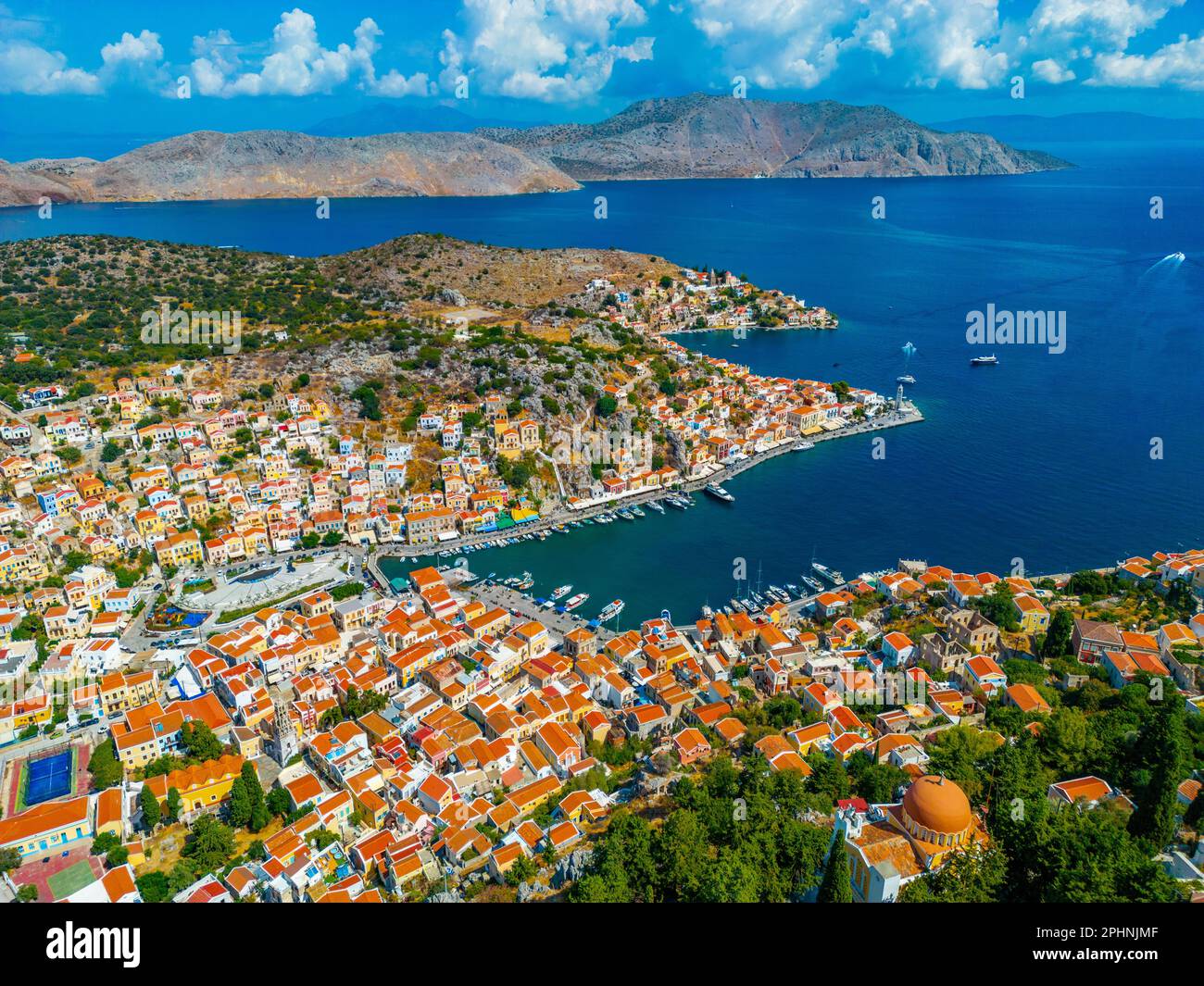 Panorama view of Greek island Symi Stock Photo - Alamy
