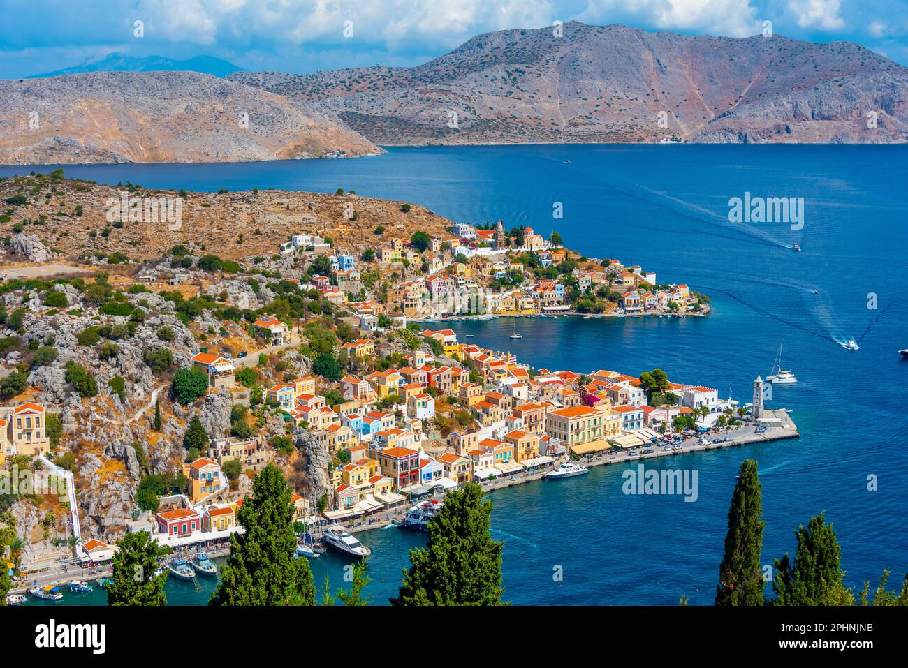 Panorama view of Greek island Symi Stock Photo - Alamy