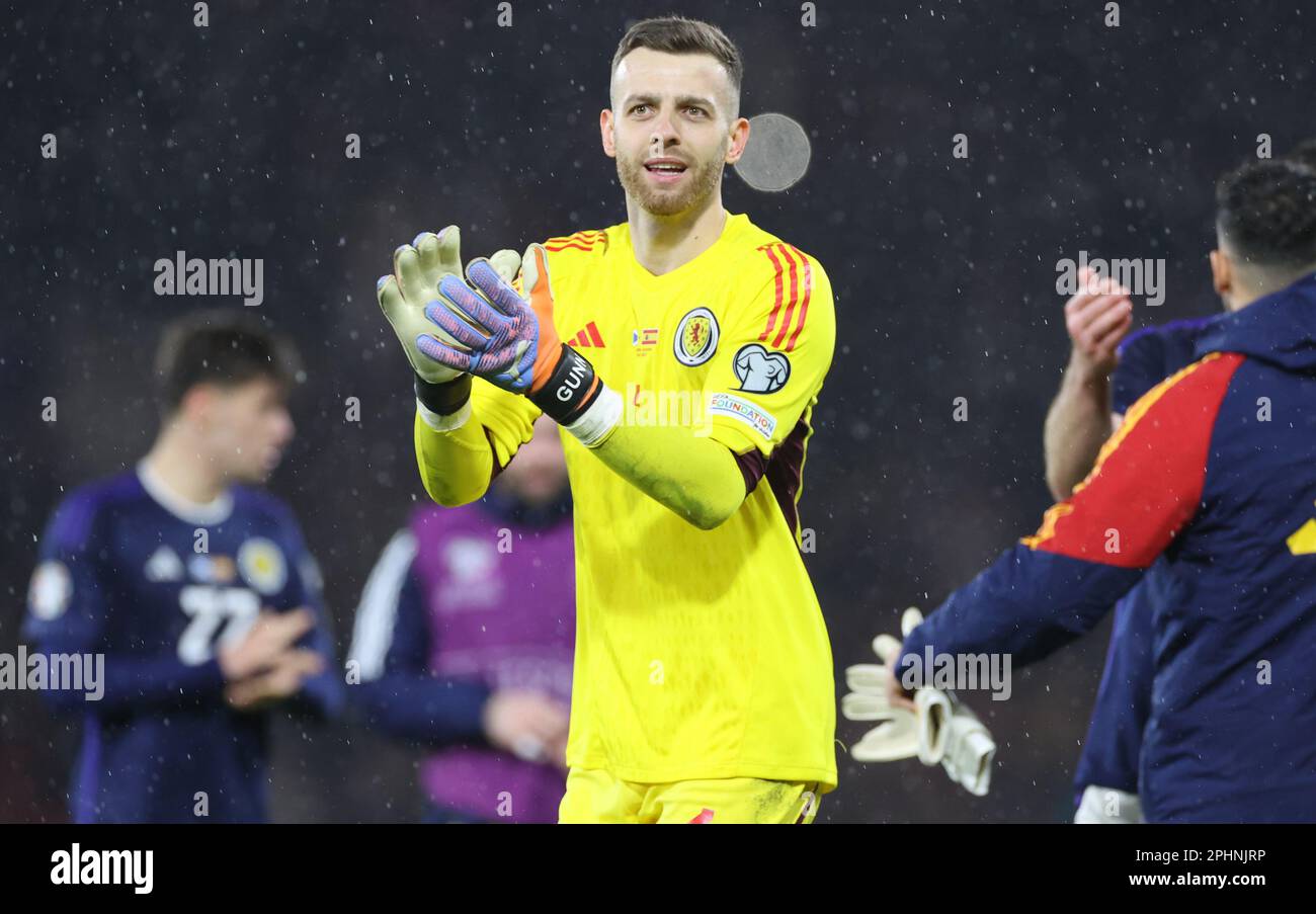 Scotland goalkeeper Angus Gunn after the UEFA Euro 2024 qualifying ...