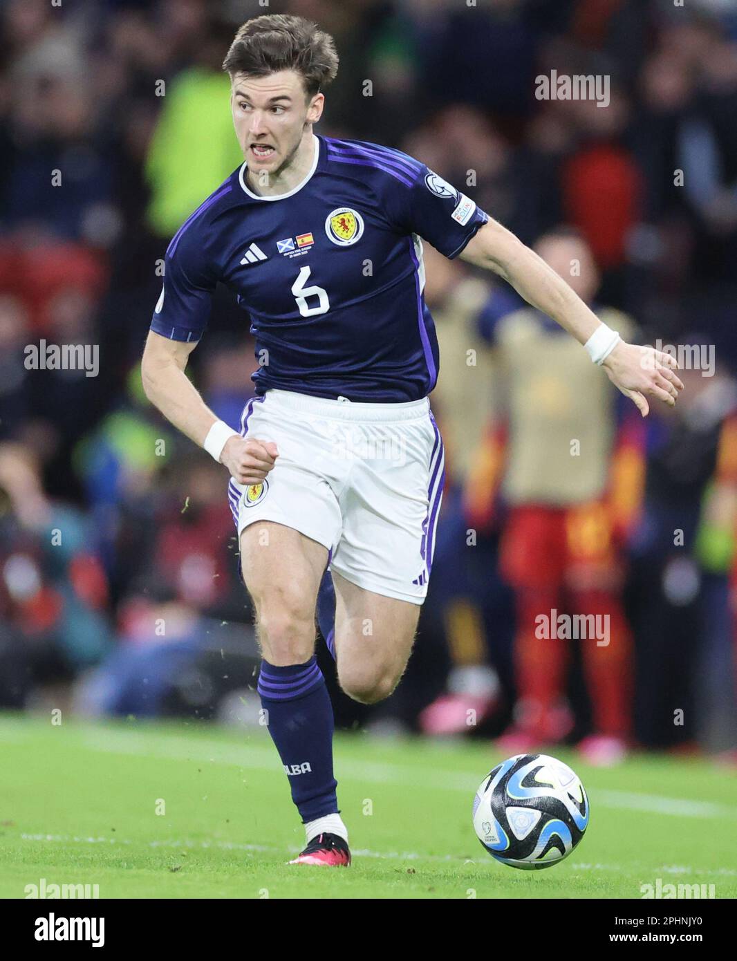Scotland's Kieran Tierney during the UEFA Euro 2024 qualifying group A ...
