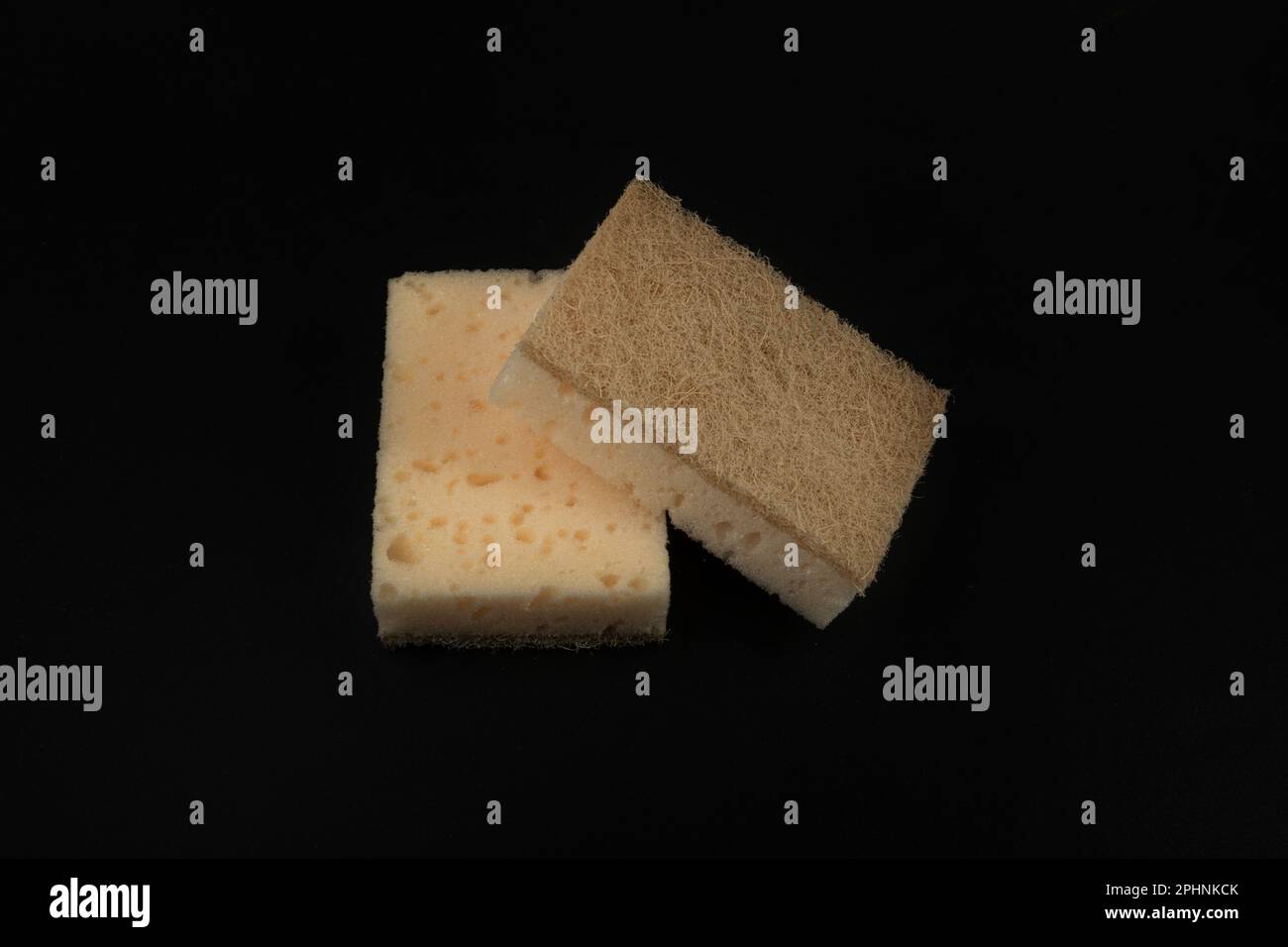 Natural Sponge Isolated on Black, Eco Brown Sponges, Eco Friendly ...