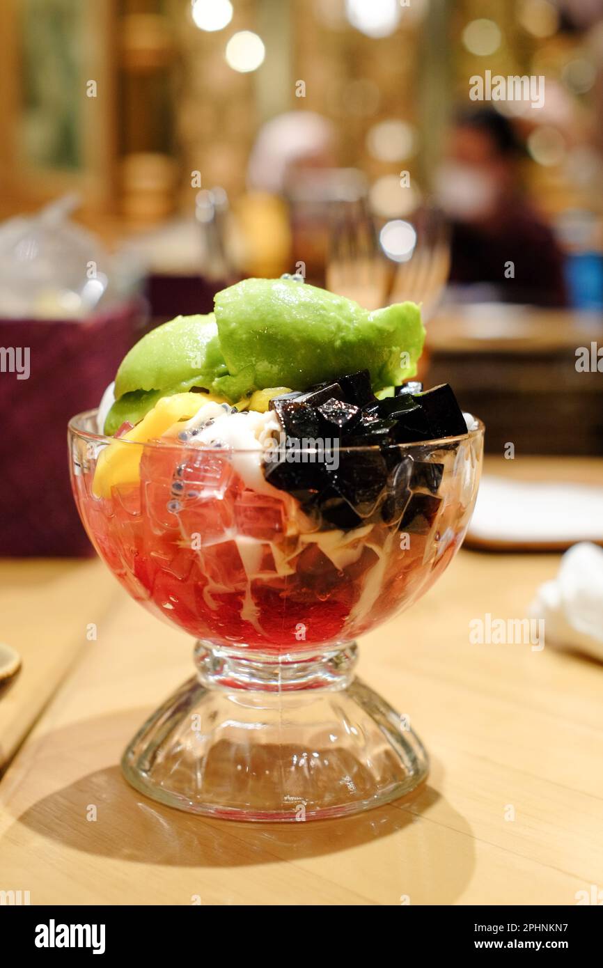 Delicious and fresh Fruit cocktail with yogurt. Es Campur or Sop Buah ...