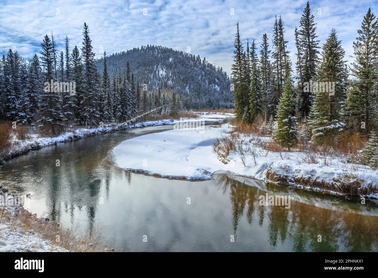 blackfoot river in winter near lincoln, montana Stock Photo - Alamy