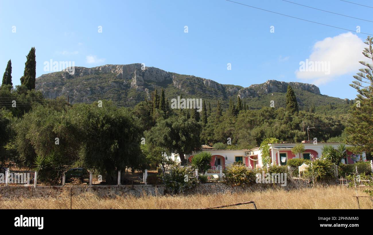 Greece, Corfu Mountain and Sea Life Stock Photo - Alamy