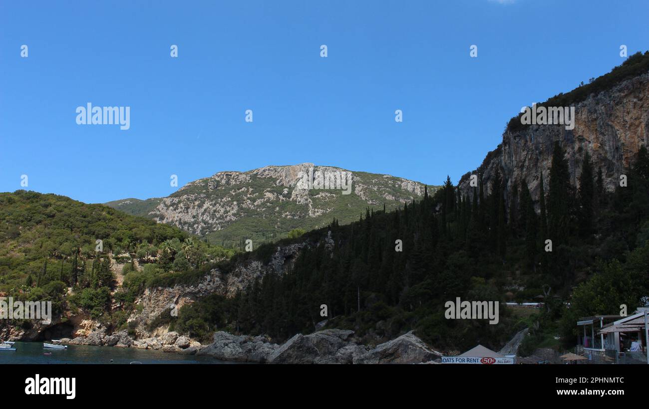 Greece, Corfu Mountain and Sea Life Stock Photo - Alamy