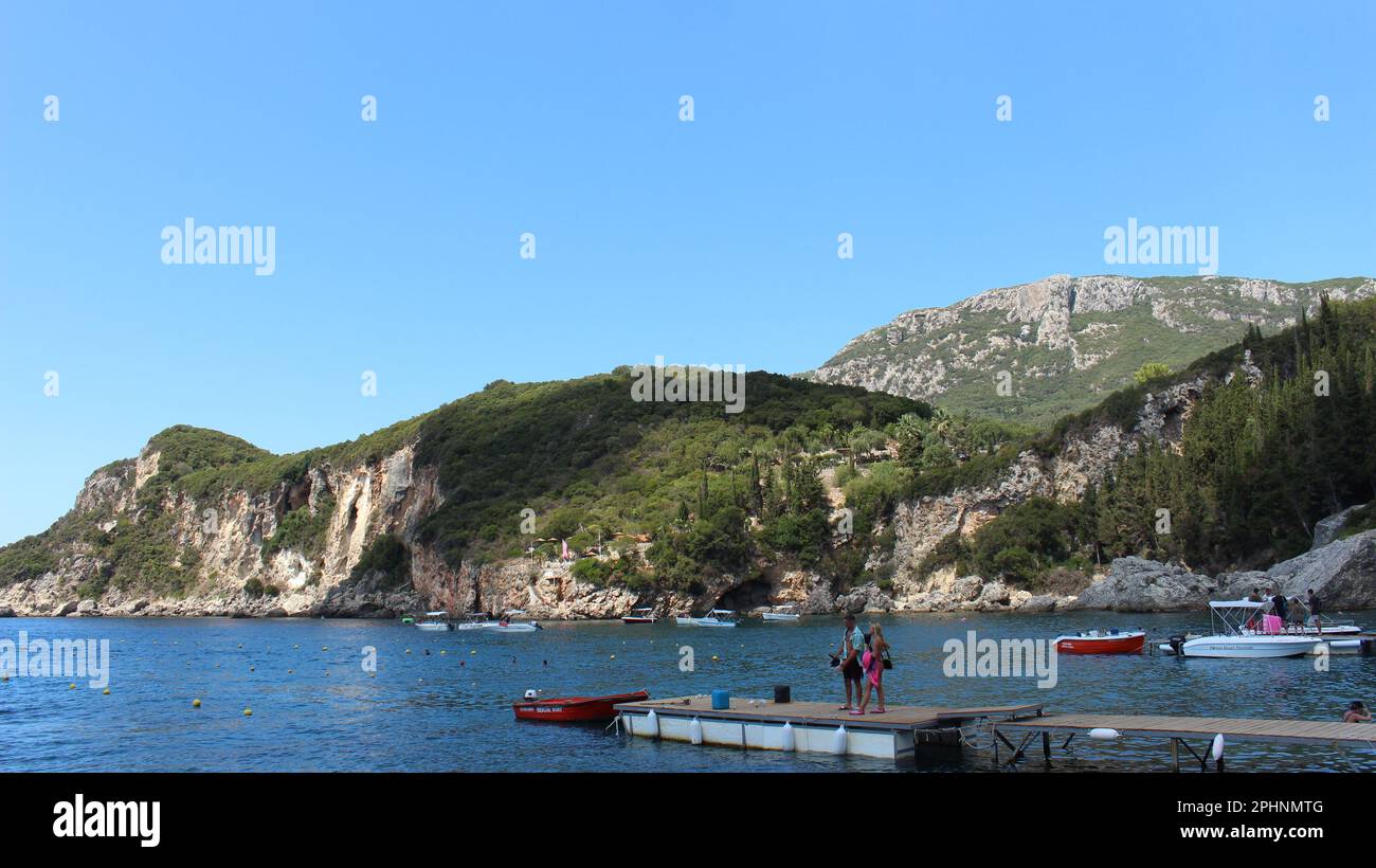 Greece, Corfu Mountain and Sea Life Stock Photo - Alamy