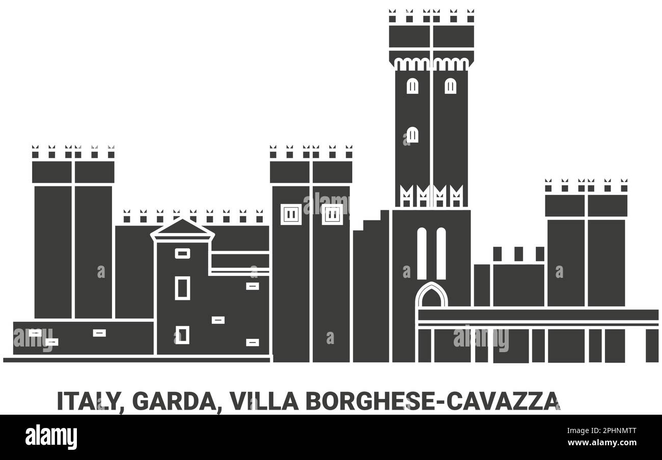 Italy, Garda, Villa Borghesecavazza travel landmark vector illustration ...