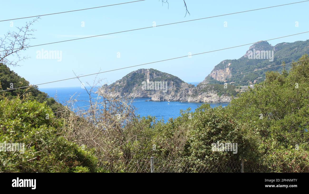Greece, Corfu Mountain and Sea Life Stock Photo - Alamy