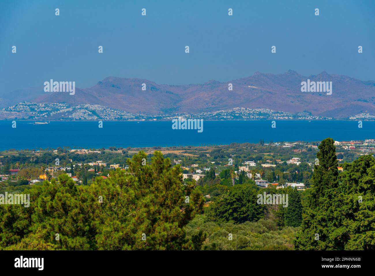 Panorama view of Kos island and Bodrum in Turkey Stock Photo - Alamy