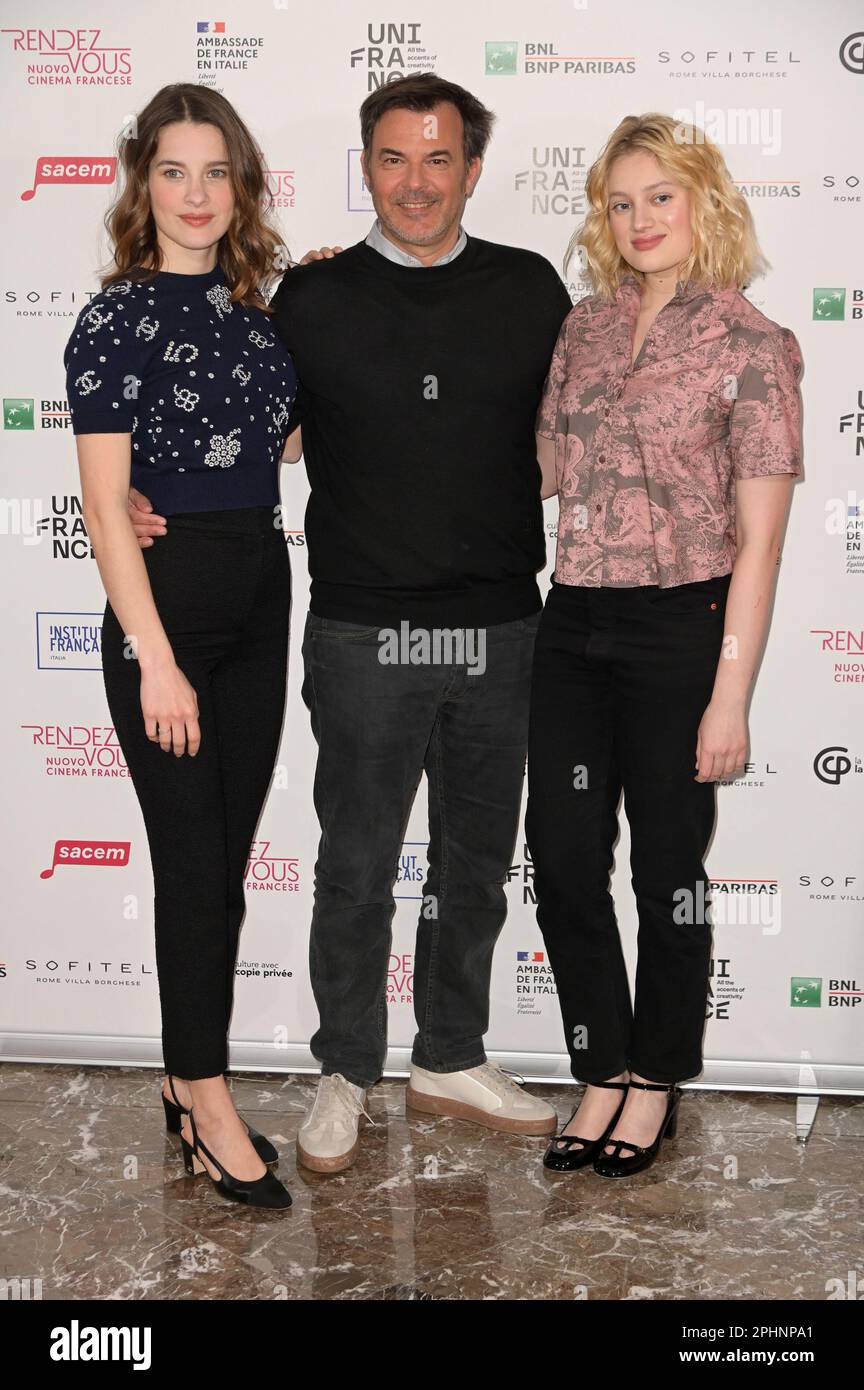 Rome, Italy. 29th Mar, 2023. Rebecca Marder (L), Froancois Ozon (C) and ...