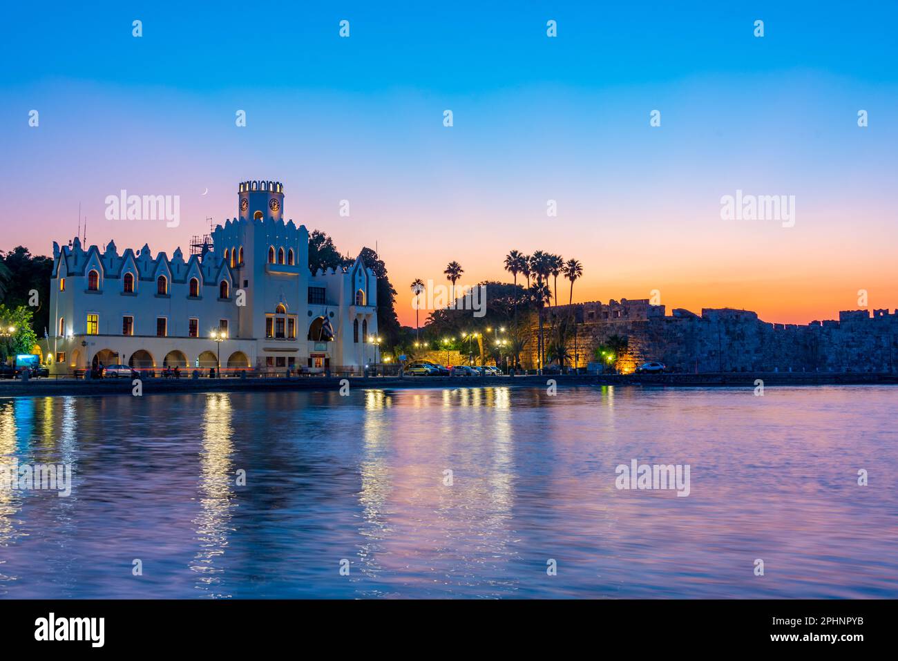 Sunset view of Kos waterfront in Greece Stock Photo - Alamy
