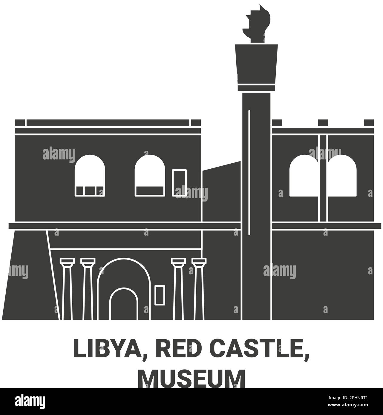 Libya, Red Castle, Museum travel landmark vector illustration Stock ...