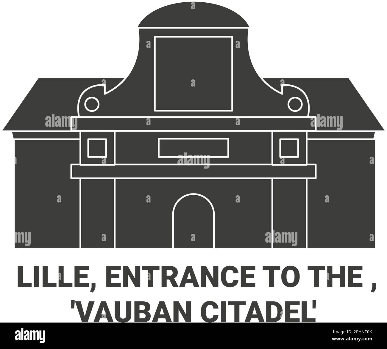 France, Lille, Entrance To The Vauban Citadel travel landmark vector ...