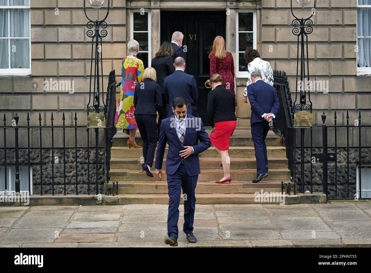 Newly elected First Minister of Scotland Humza Yousaf with his cabinet ...