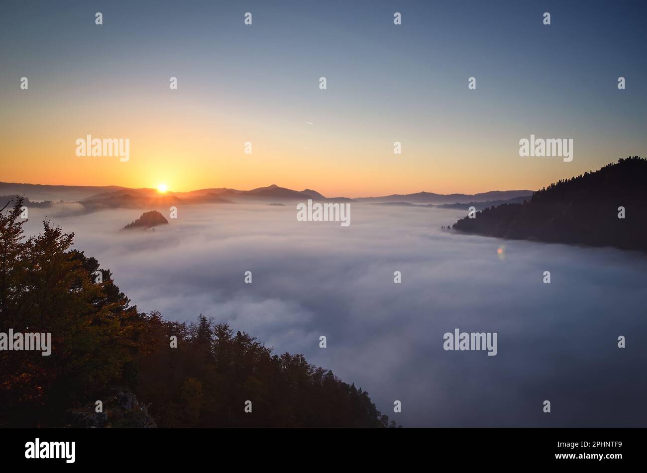 Wonderful morning mountain landscape. Sunrise at the top of Sokolica in ...